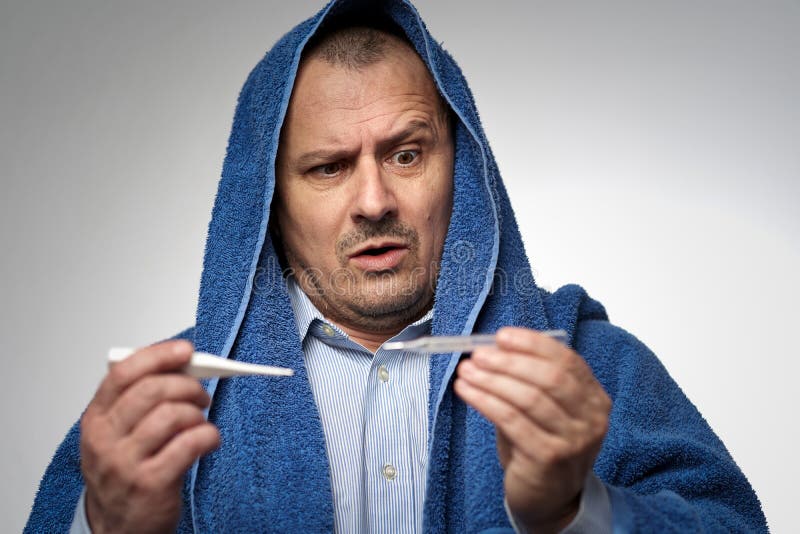 Sick man with fever stock photo. Image of illness, covid - 178307398