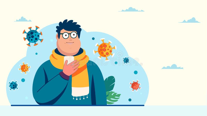 Sick Man. Flu, Virus Disease. Sore Throat Stock Illustration ...