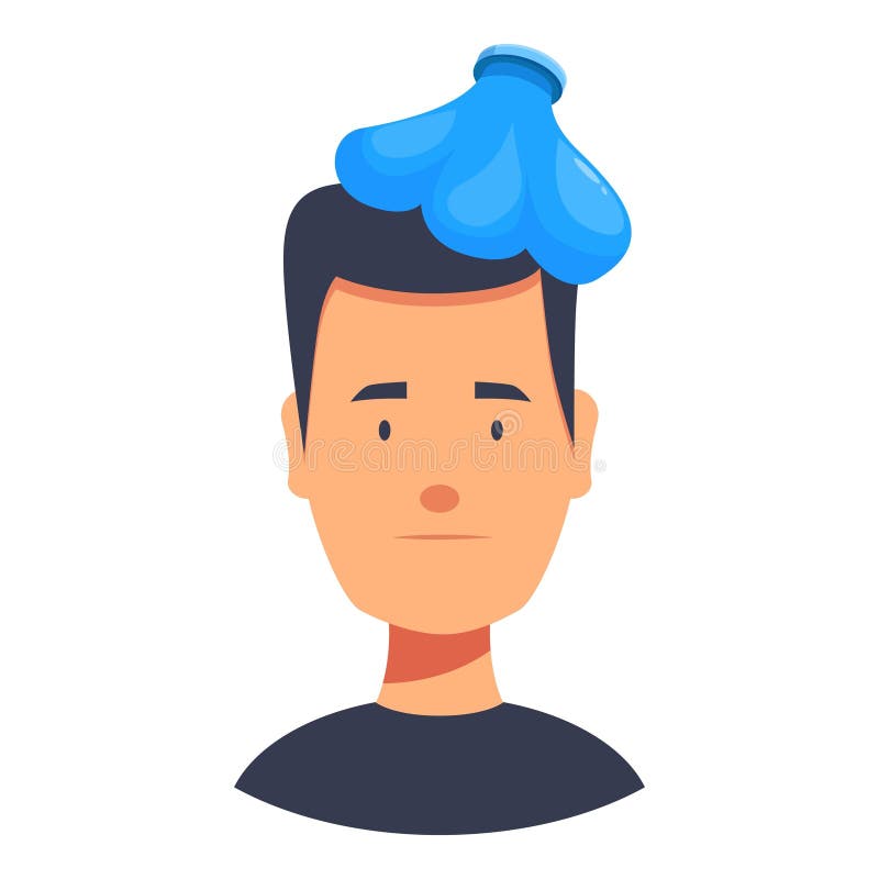 Sick Man Having Headache Holding Ice Pack on Head Stock Vector ...