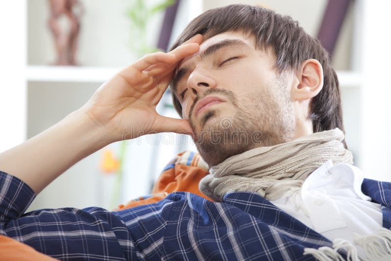 Sick man with headache stock image. Image of illness - 17247605