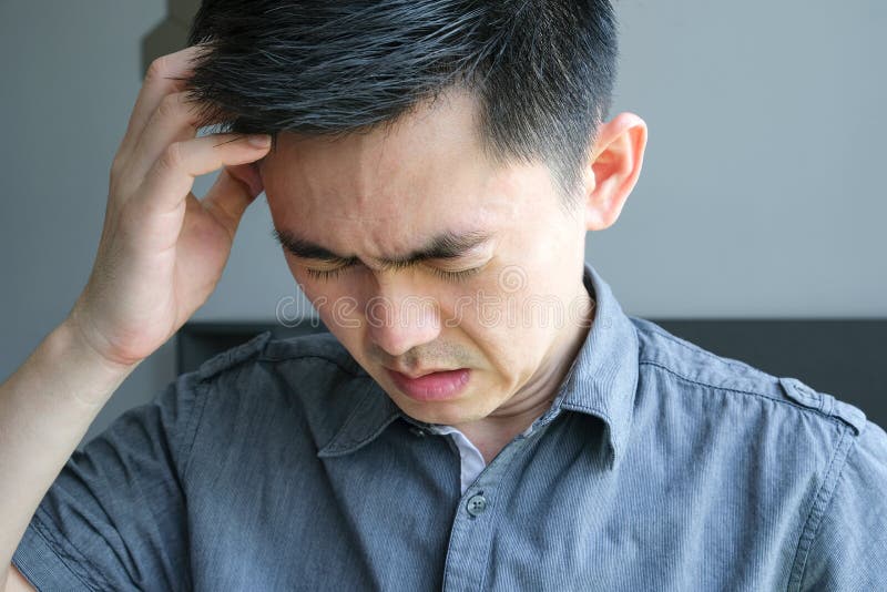 Sick Man, His Face is Unhappy, he Has Headaches and Stress. Causes of ...