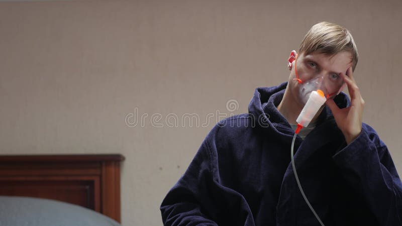 Sick Man Looking at Camera stock footage. Video of oxygen - 199839038