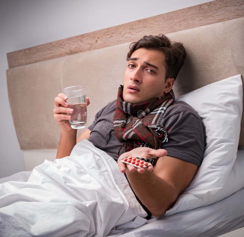 The Sick Man Resting in the Bed Stock Photo - Image of cold, problem ...