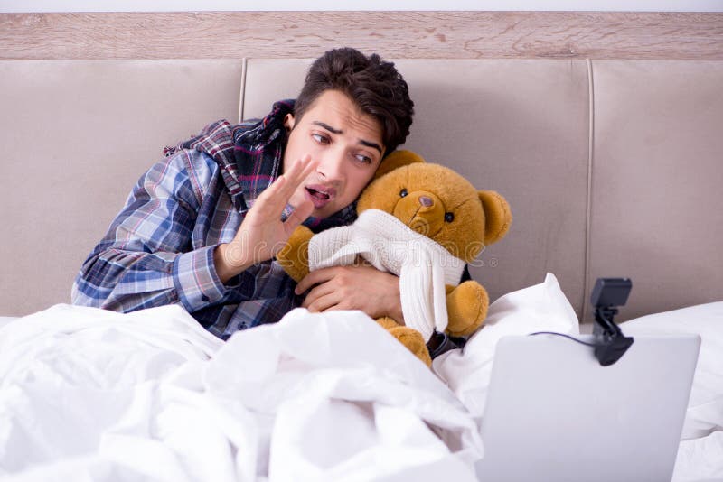 The Sick Man Suffering from Flu in the Bed Stock Image - Image of funny ...
