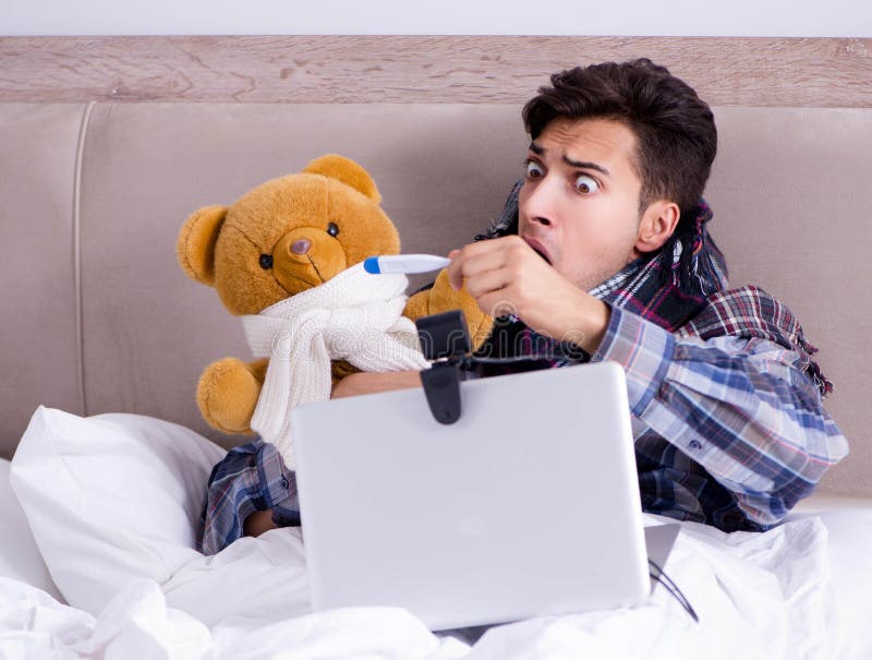 Sick Man Suffering from Flu in the Bed Stock Photo - Image of disease ... Sick Man Suffering from Flu in the Bed Stock Photo - Image of disease ...