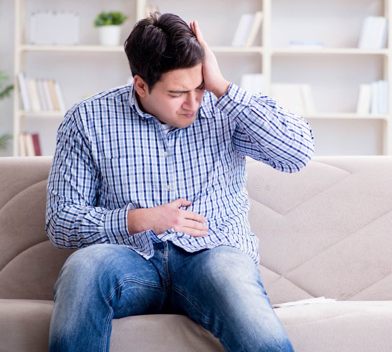 Sick Man Suffering at Home from Infection and Bad Stomach Stock Image ...