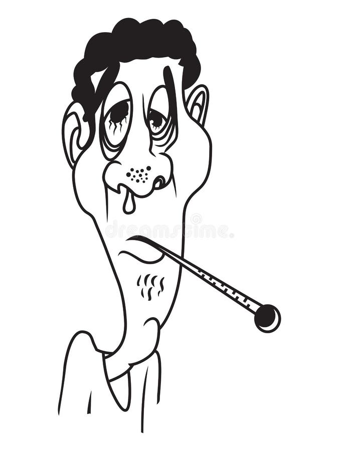 Sick man stock vector. Illustration of temperature, allergy - 56321524