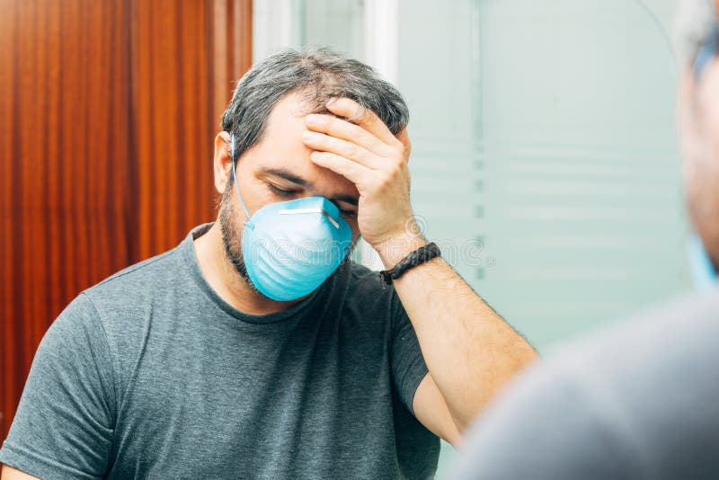 Sick Man Wiping Sweat. Coronavirus Concept Stock Image - Image of ...