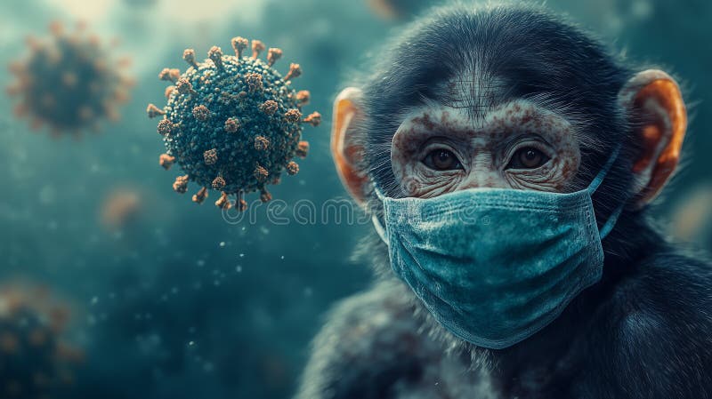 Sick Monkey in a Mask Amid Floating Virus Particles Shows Health Risks ...