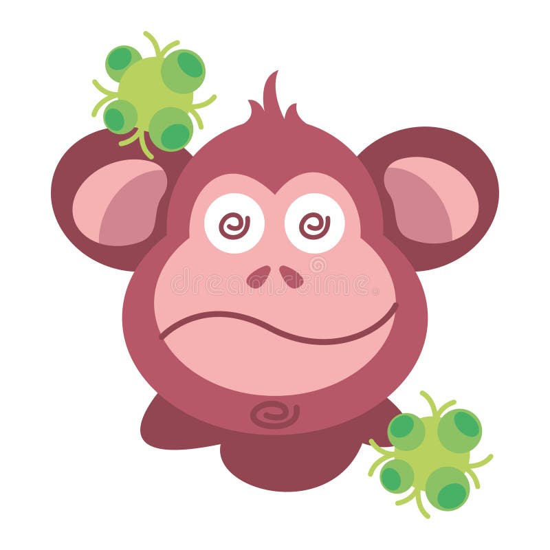 Sick monkey with pox virus stock vector. Illustration of vector - 339655956