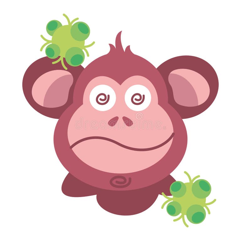 Sick monkey with pox virus stock vector. Illustration of vector - 339655956