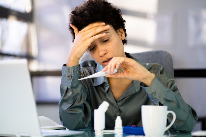 Sick Office Employee Worker with Cold Stock Photo - Image of desk ...