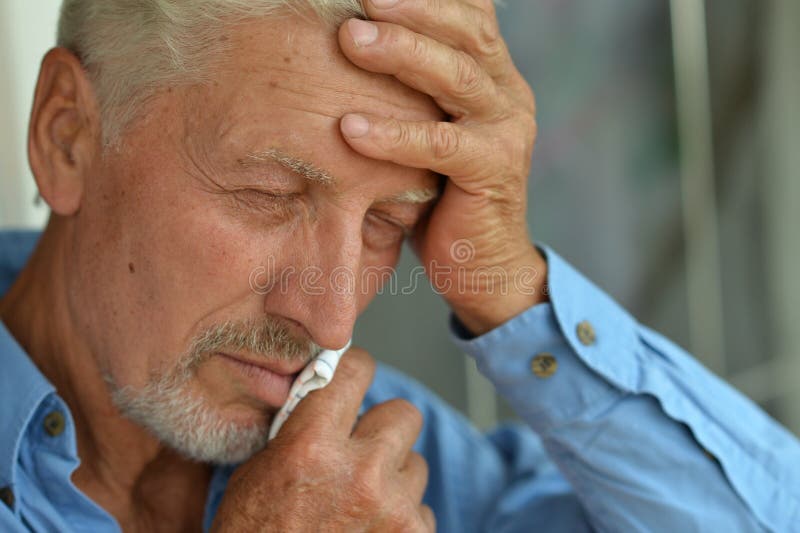 Sick old man at home stock photo. Image of casual, elderly - 56818312