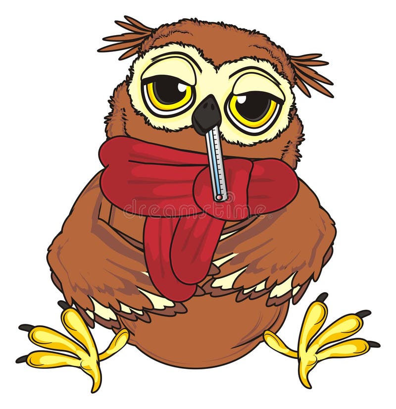 Sick owl sit stock illustration. Illustration of paws - 89042603
