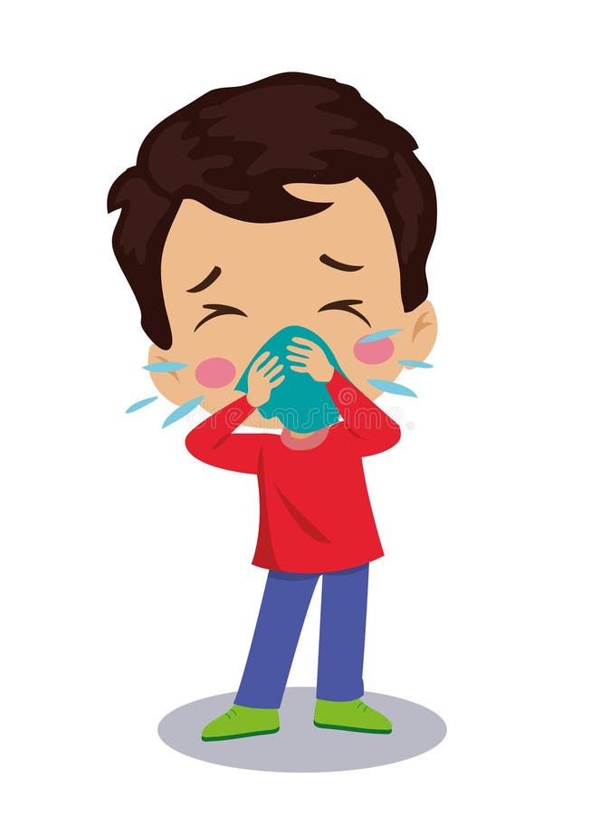 Sick Sad Boy with Runny Nose Stock Vector - Illustration of childhood ...
