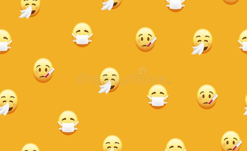 Sick. Seamless Emoji Pattern. Ill, Flu, Cold Symptomps. Vector Stock ...