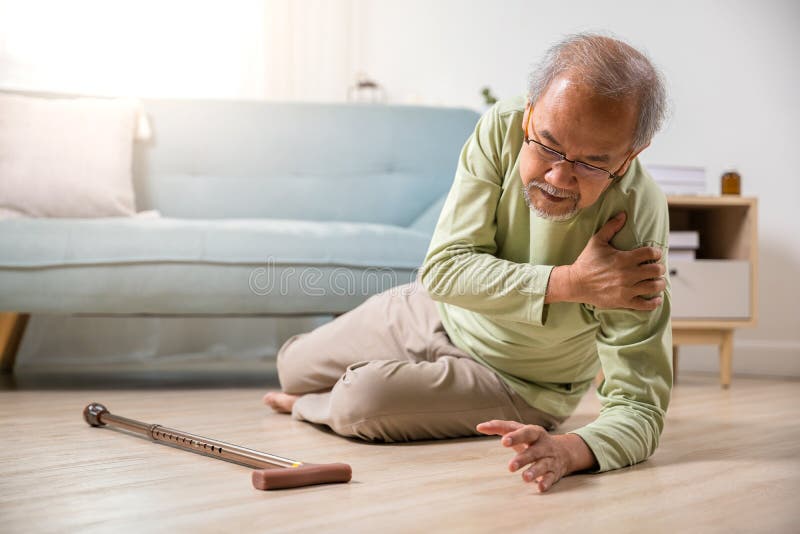 Sick Senior Old Man Falling Down Lying on the Ground because Stumbled ...