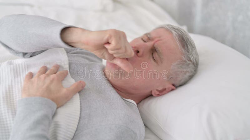 Sick Senior Old Man Sleeping in Bed and Coughing Stock Footage - Video ...
