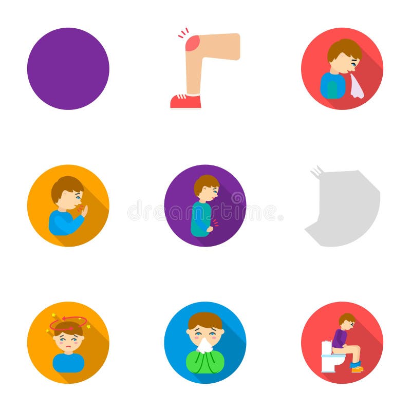 Sick Set Icons in Flat Style. Big Collection of Sick Symbol Stock ...