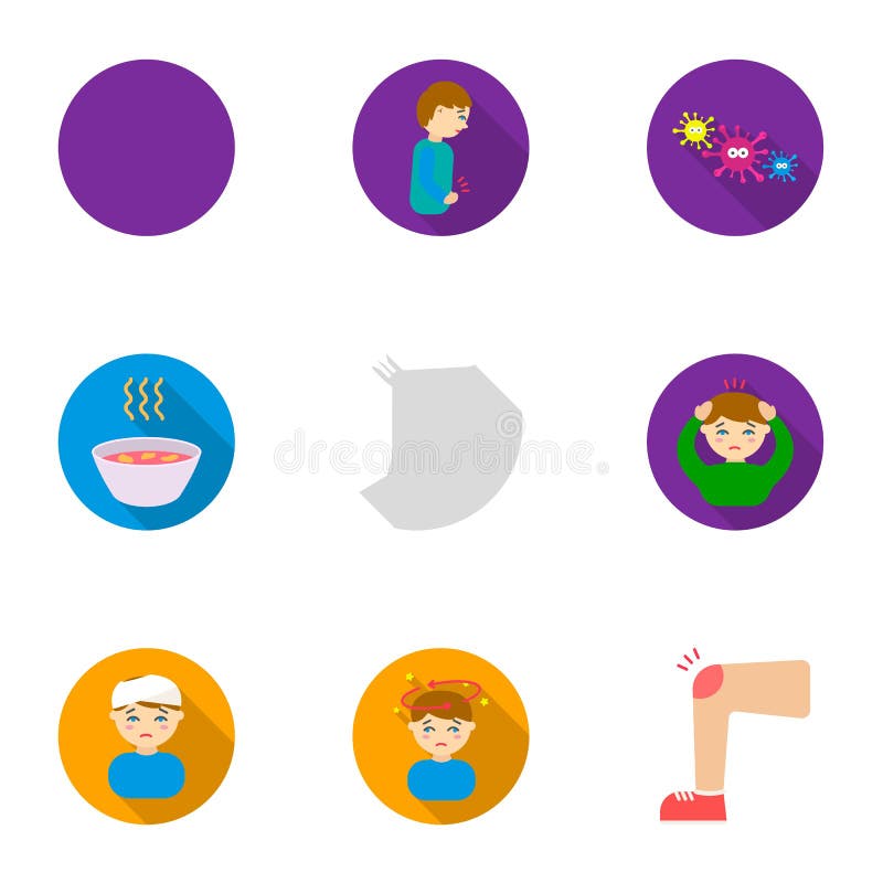 The Sick Man Flat Icons in Set Collection for Design. Illness and ...