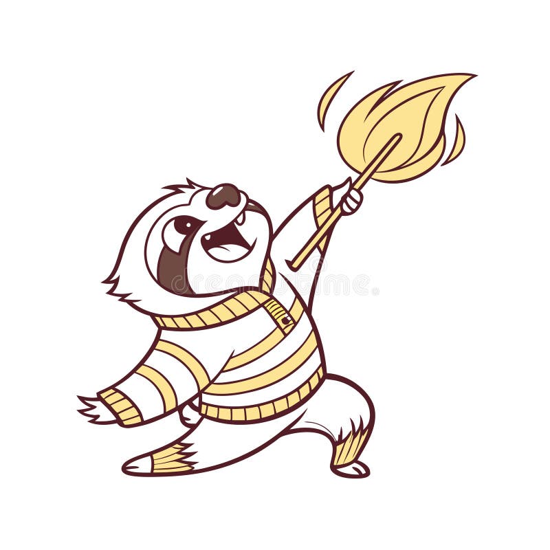 Sick Sloth Performing Fire Dance Vector Illustration Stock Photo ...