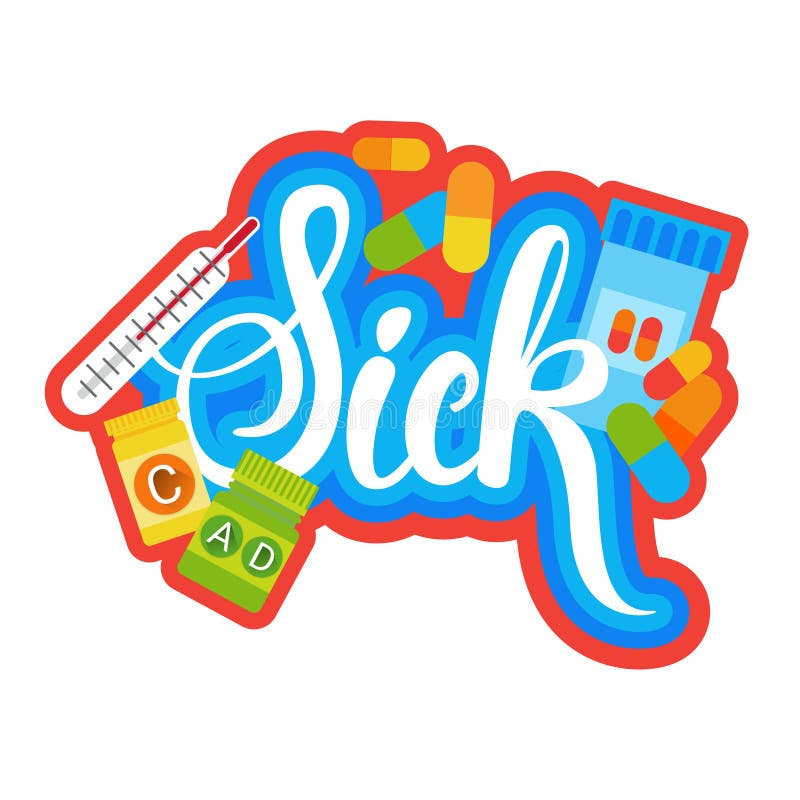Sick Sticker Social Media Network Message Badges Design Stock Vector ...
