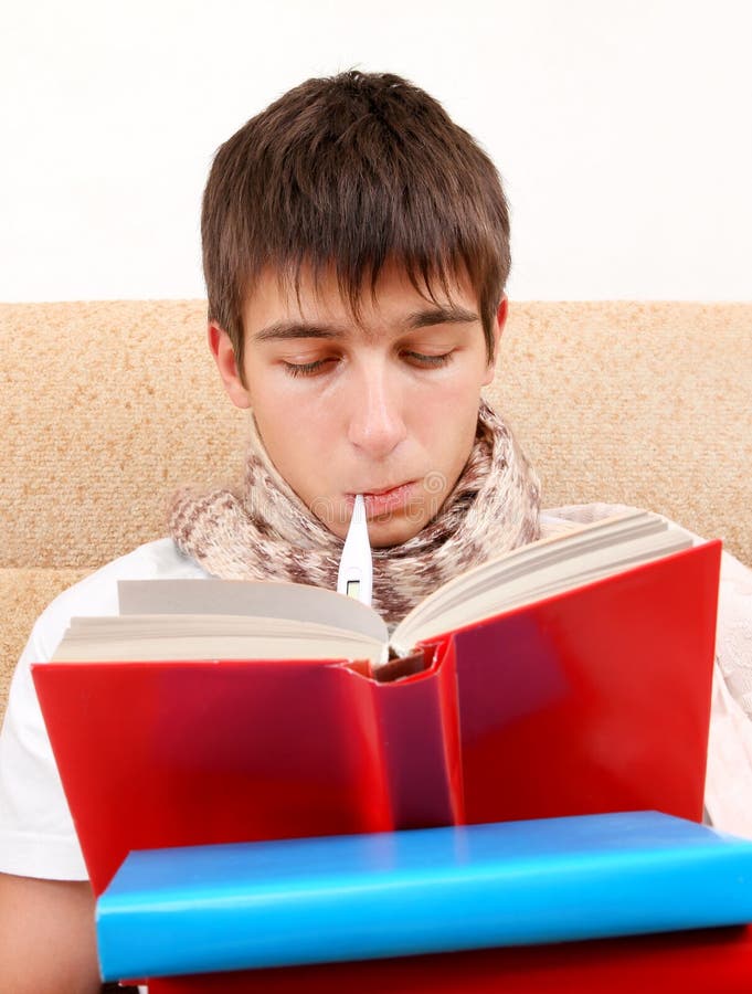 Sick Student with a Books stock photo. Image of education - 105573438