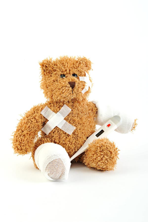 Sick teddy bear stock image. Image of bear, plush, fever - 4299197
