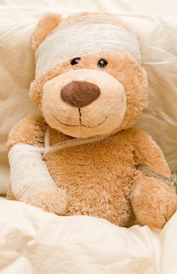 Sick teddy bear stock image. Image of bear, plush, fever - 4299197