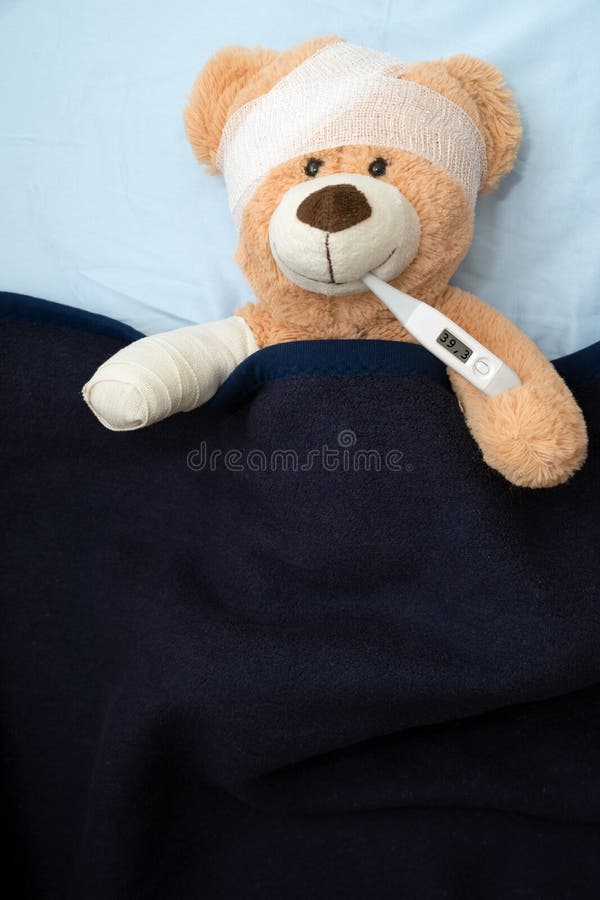 Sick Teddy stock image. Image of childhood, pediatrician - 72213649