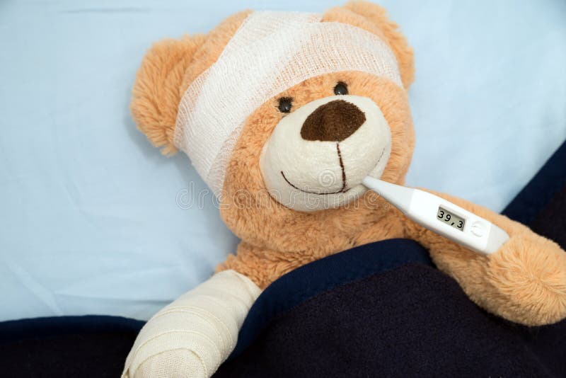Sick Teddy stock image. Image of accident, brace, plaster - 72215683