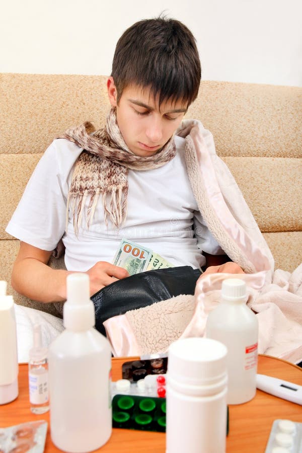 Sick Teenager Checks the Wallet Stock Photo - Image of money, loss ...
