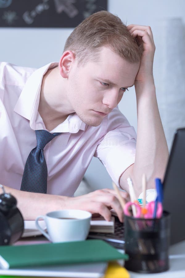 Sick and Tired of His Studies Stock Photo - Image of indoors, coffee ...