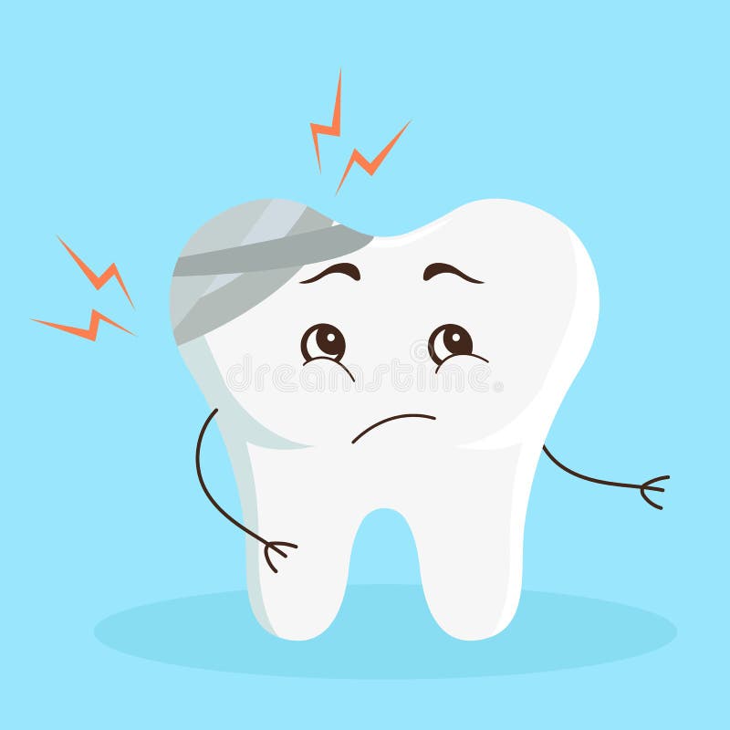 Sick Tooth Cartoon Character. Flat Illustration Stock Vector ...