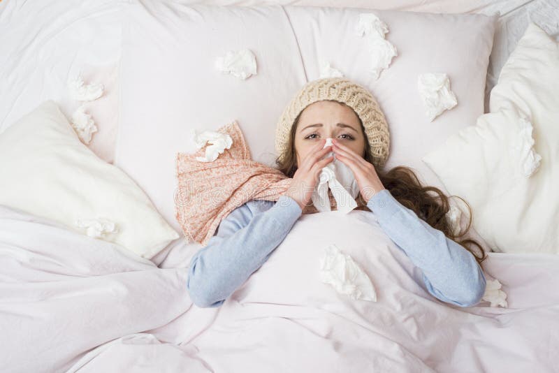 Sick Woman with Cold and Flu Stock Photo - Image of couch, sick: 72630300