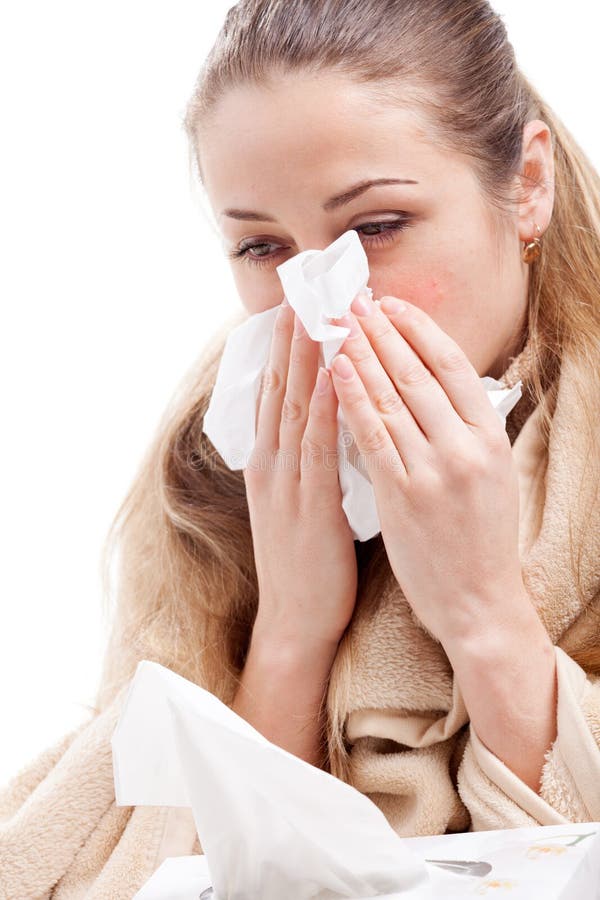 Sick Woman Blowing Her Nose Stock Image - Image of female, caucasian ...