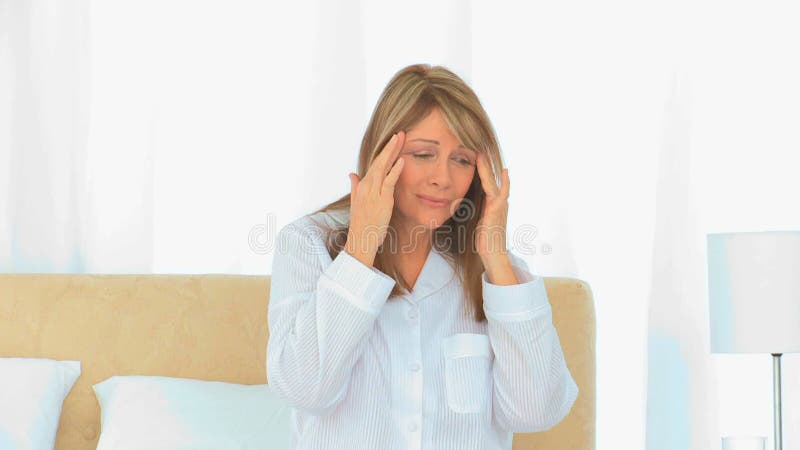 A Sick Woman Having an Headache Stock Video - Video of exhausted ...