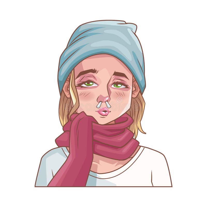 Sick Woman with Symptoms of Covid19 Stock Vector - Illustration of ...