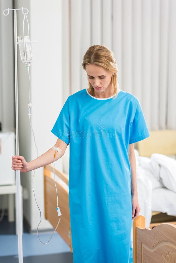 Sick Woman Walking with Drop Stock Photo - Image of female, sick: 119800768