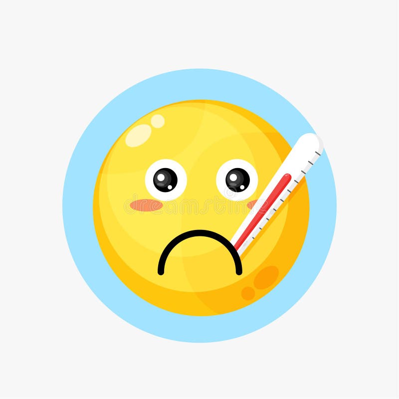 Sick yellow emoticon icon stock vector. Illustration of smiley - 255607416