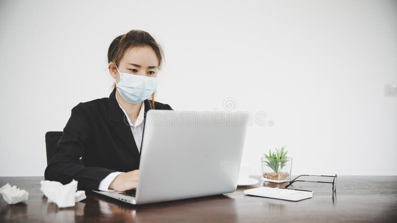 Sick Young Asian Business Woman Wearing Protective Face Mask Stock ... Sick Young Asian Business Woman Wearing Protective Face Mask Stock ...