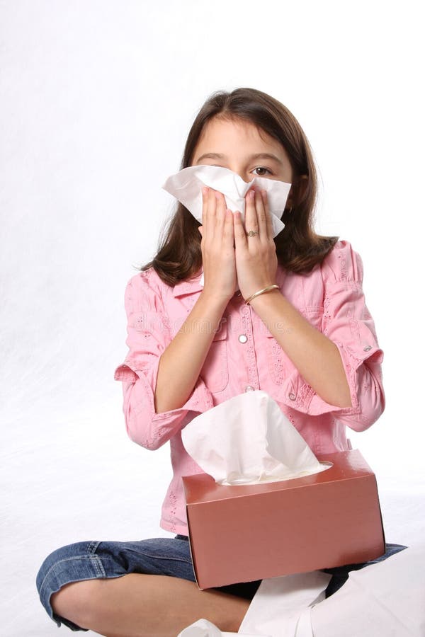 Sick Young Girl with Cold stock photo. Image of expression - 4954704