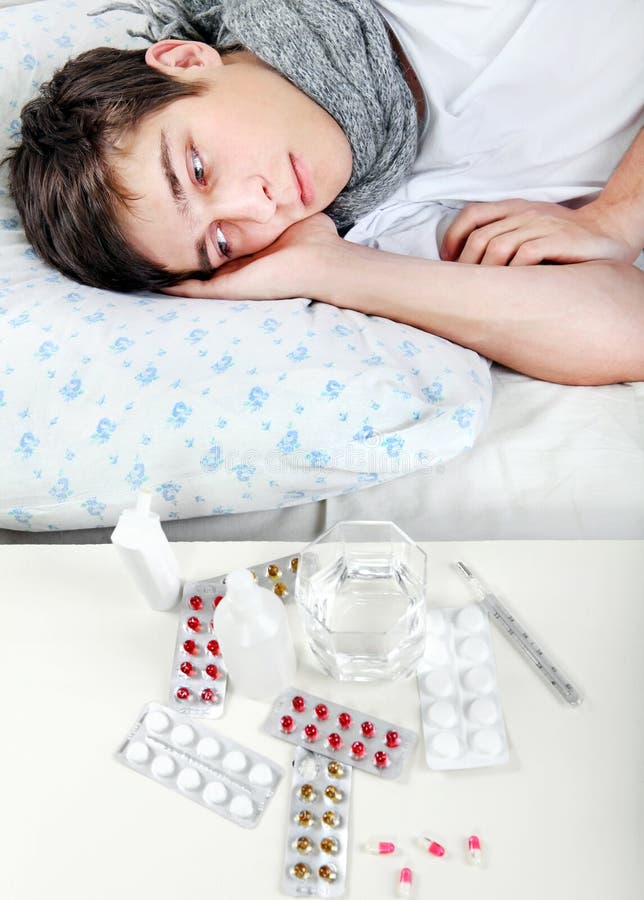 Sick Young Man with Flu stock image. Image of hands, hanky - 37675701