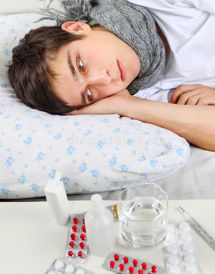 Sick Young Man with Flu stock image. Image of grippe - 79843149