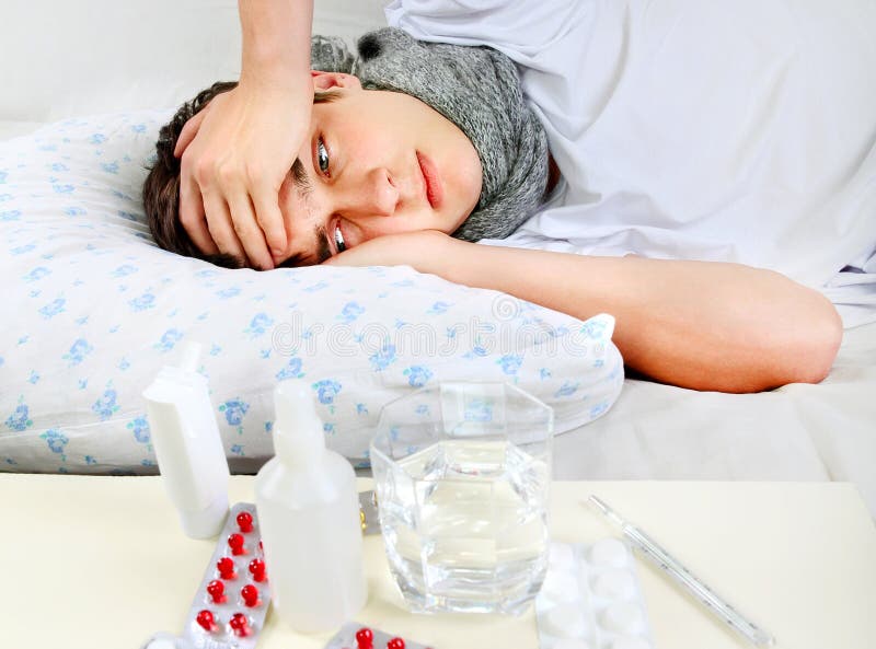 Sick Young Man with Flu stock image. Image of remedy - 79843363