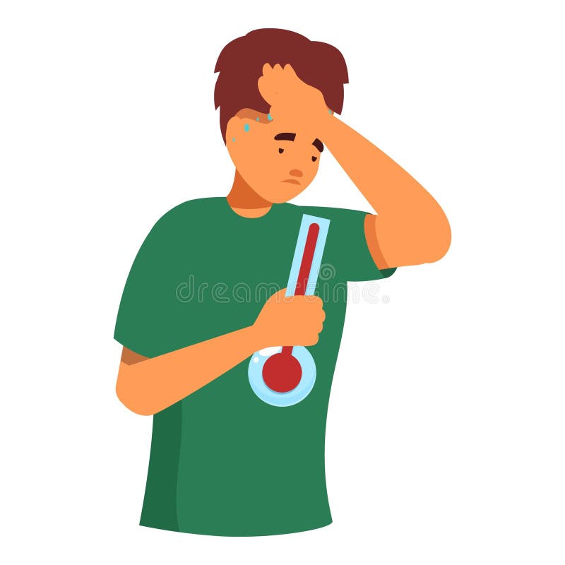 Sick Young Man Holding Thermometer Feeling Unwell Having Fever Stock ...