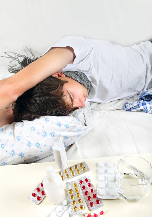 Sick Young Man Sleeping stock image. Image of adolescent - 36880745