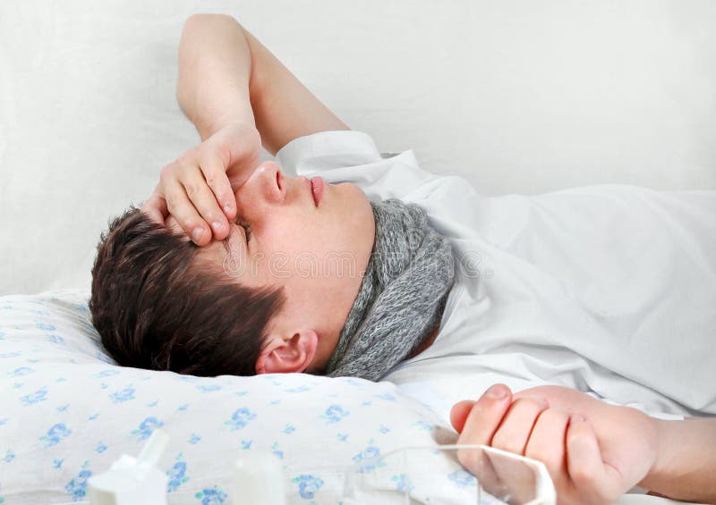 Sick Young Man sleeping stock image. Image of malady - 79843167