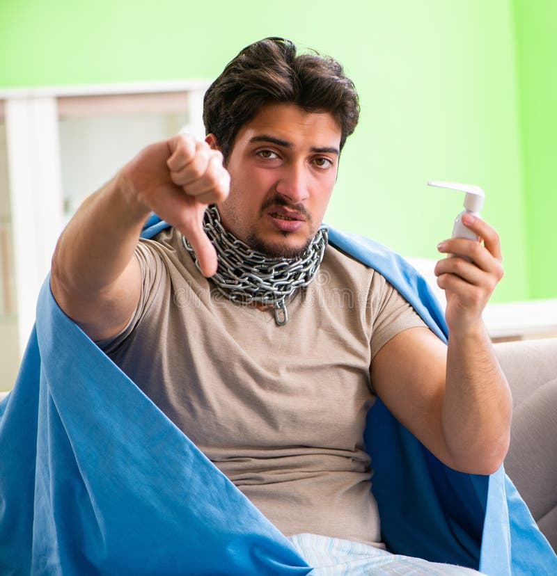 Sick Young Man Suffering from Flu at Home Stock Photo - Image of ...