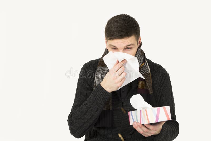 Sick young men stock image. Image of healthcare, handkerchief - 65484079